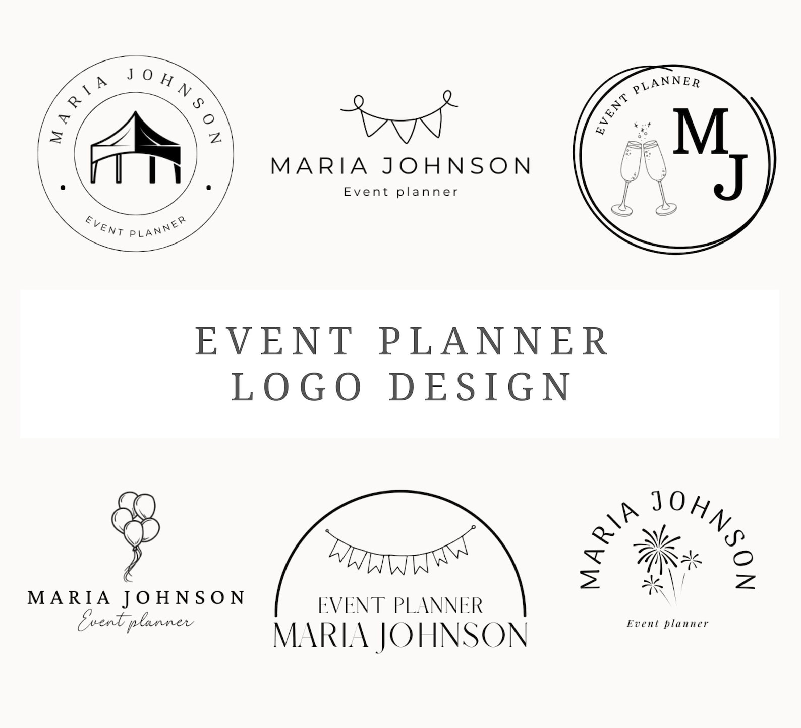 Event Planner Logo Design Canva 6 Customizable Event Decorator Logos ...