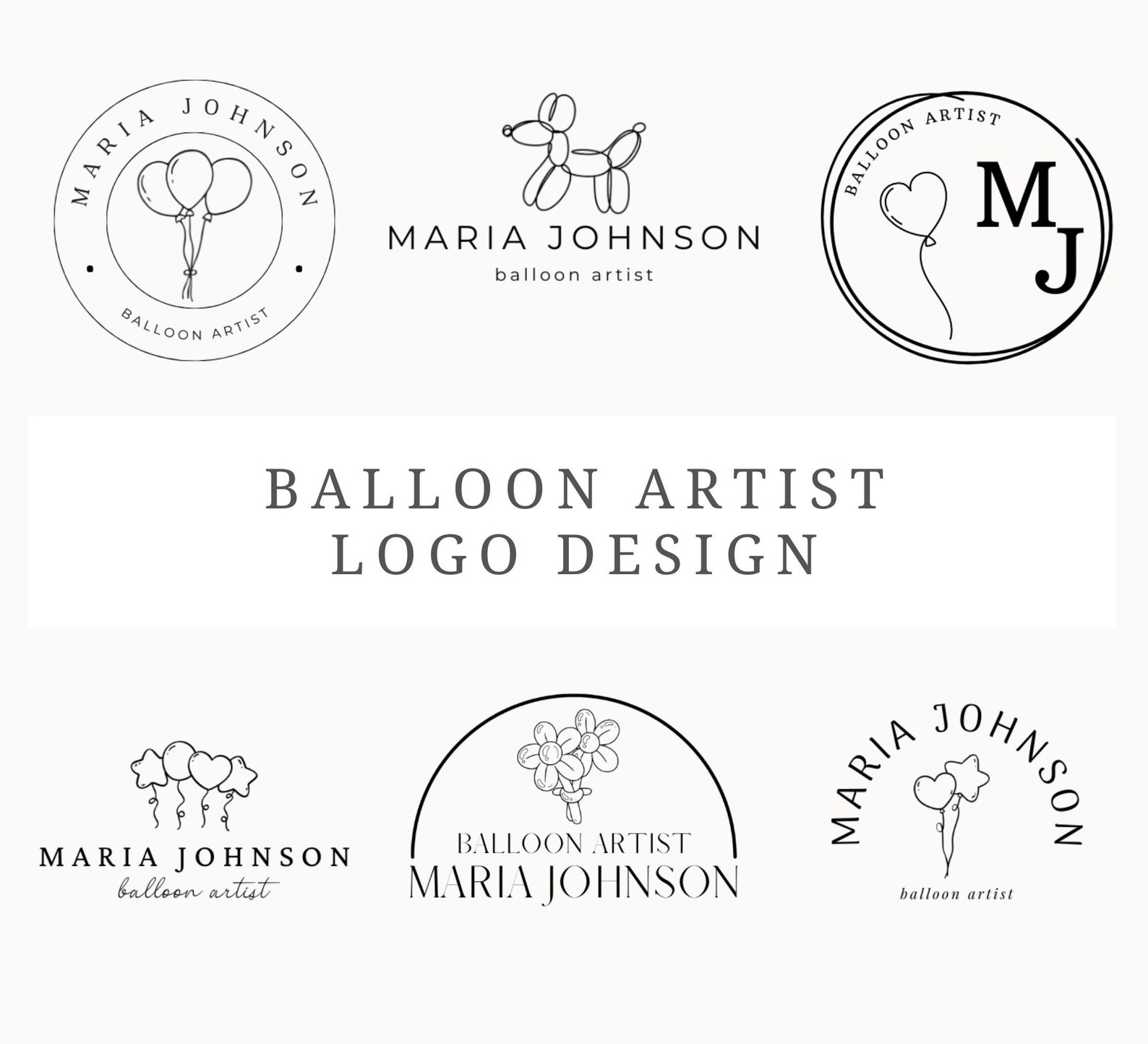 Balloon Artist Logo Designs, Customizable Canva Template - Etsy