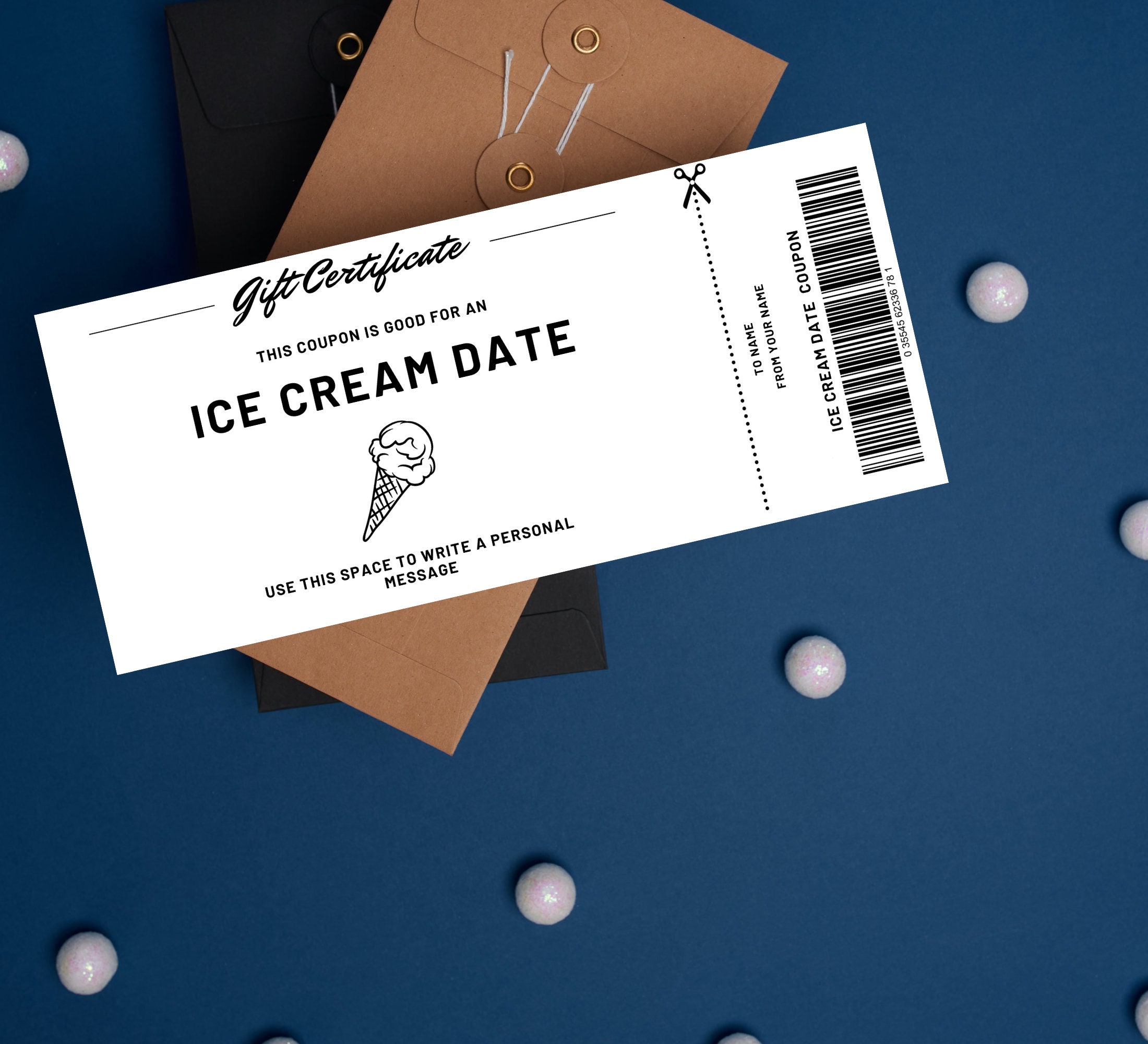 Ice Cream Date Coupon Editable Gift Coupon Template Canva Ice Cream ...