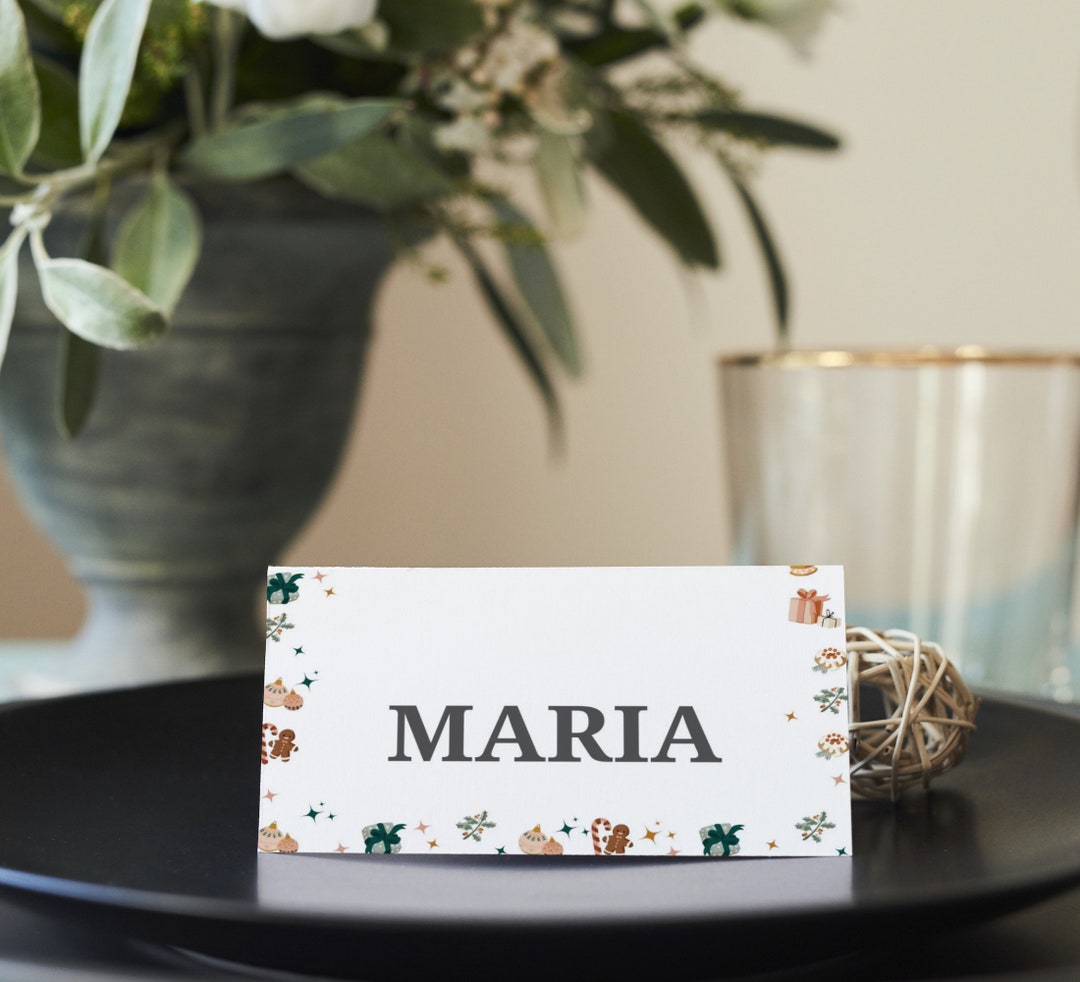 Editable Christmas Name Cards Christmas Place Cards Template Xmas Place ...