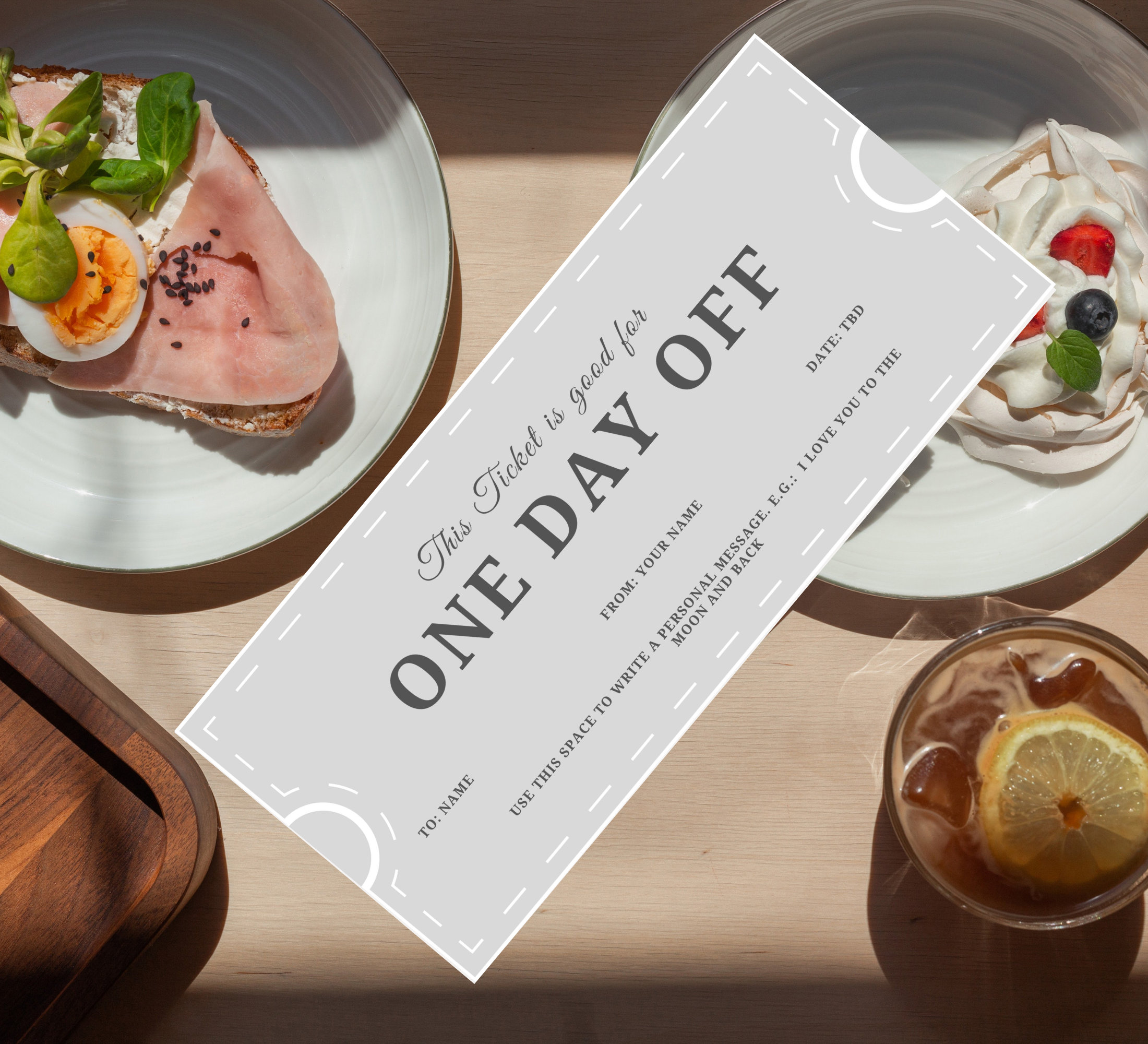 Day off Coupon Editable Gift Coupon Template Canva Free Day Voucher ...