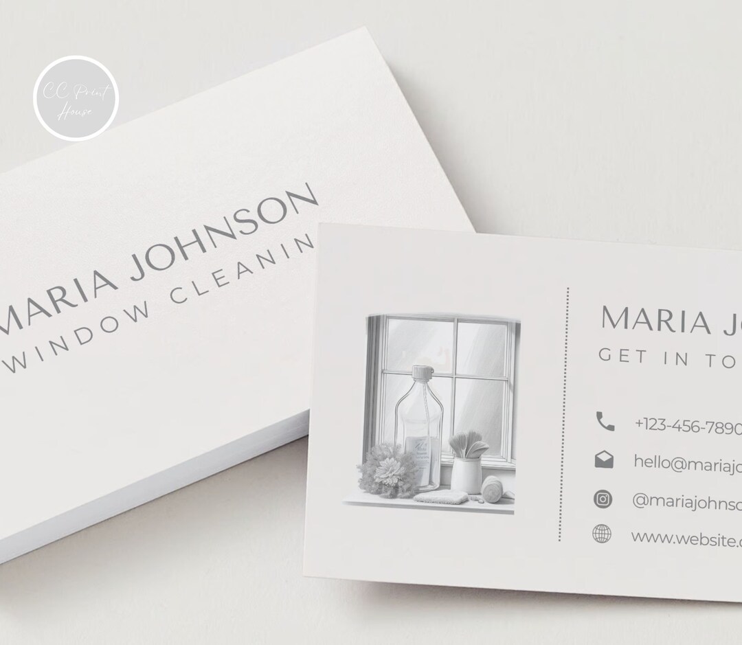Window Cleaning Business Card Template Canva Window Cleaning Calling ...