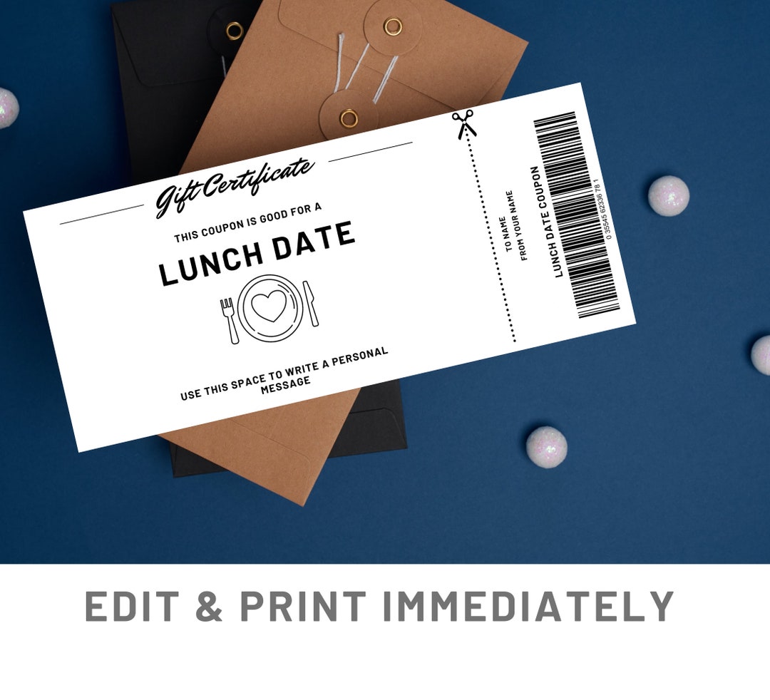 Lunch Date Coupon Editable Gift Coupon Template Canva Lunch Voucher ...