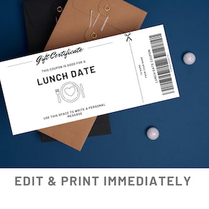 Lunch Date Coupon Editable Gift Coupon Template Canva Lunch Voucher ...
