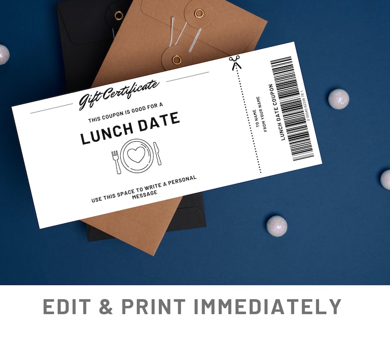 Lunch Date Coupon Editable Gift Coupon Template Canva Lunch Voucher ...