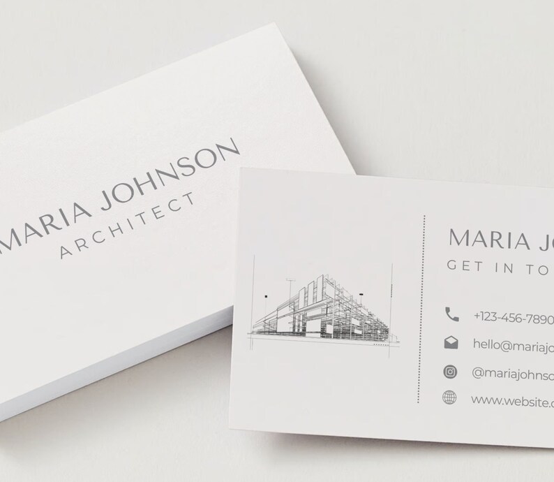 Architect Business Card Template, Minimalist Calling Card (canva ...