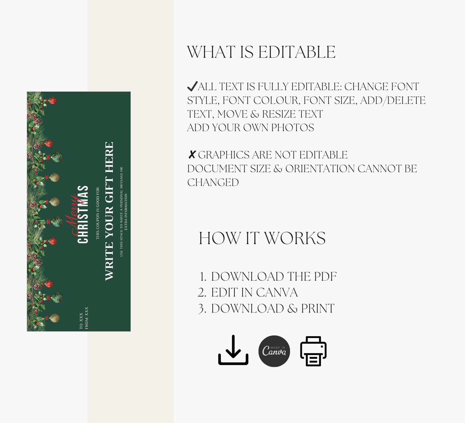 Gift Coupon Christmas Custom Christmas Gift Coupon Template Canva ...