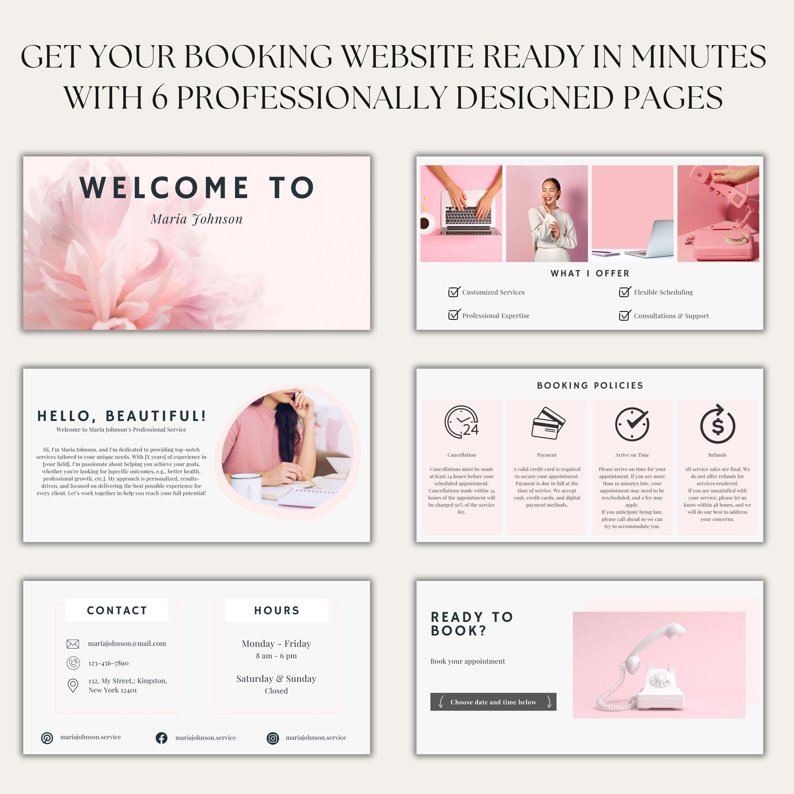 Pink Acuity Scheduling Template | Wellness Brand Canva Banners (digital ...