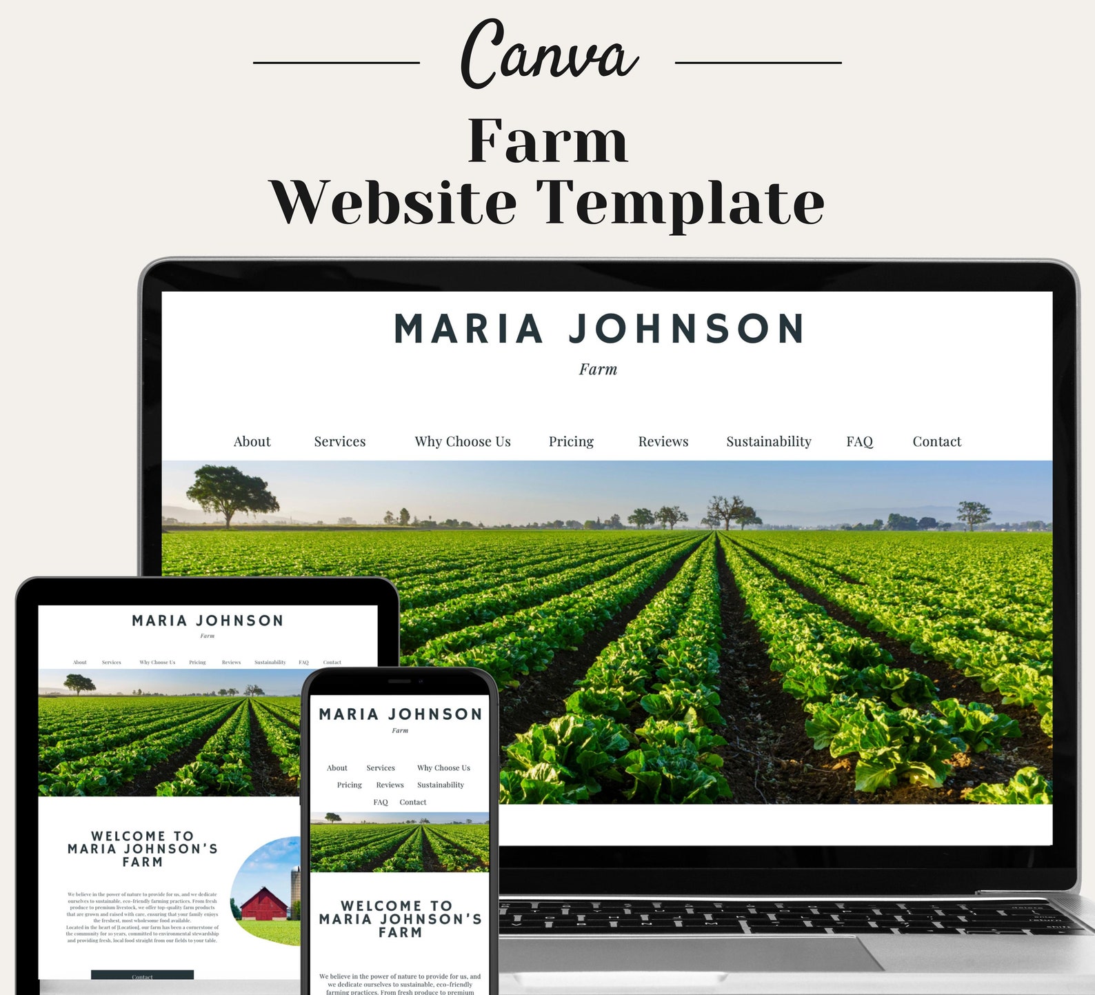 Farm Website Template, Agriculture Business (canva Digital Template) - Etsy