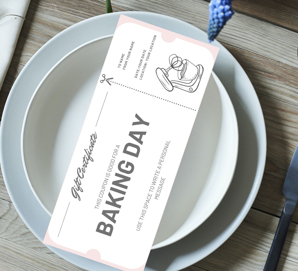Baking Day Coupon Gift Template, Editable Baking Voucher (canva) - Etsy