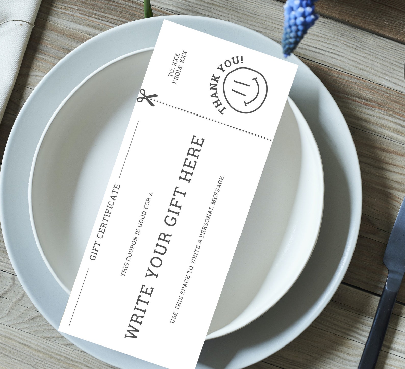 Thank You Coupon Minimal Editable Gift Coupon Template Canva Thank You ...