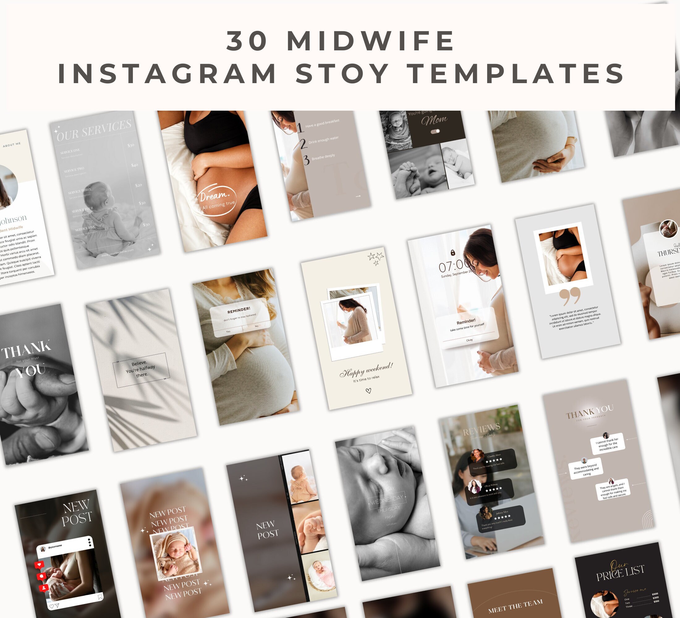 Midwife Instagram Template Birth Doula Instagram Story Template Canva ...