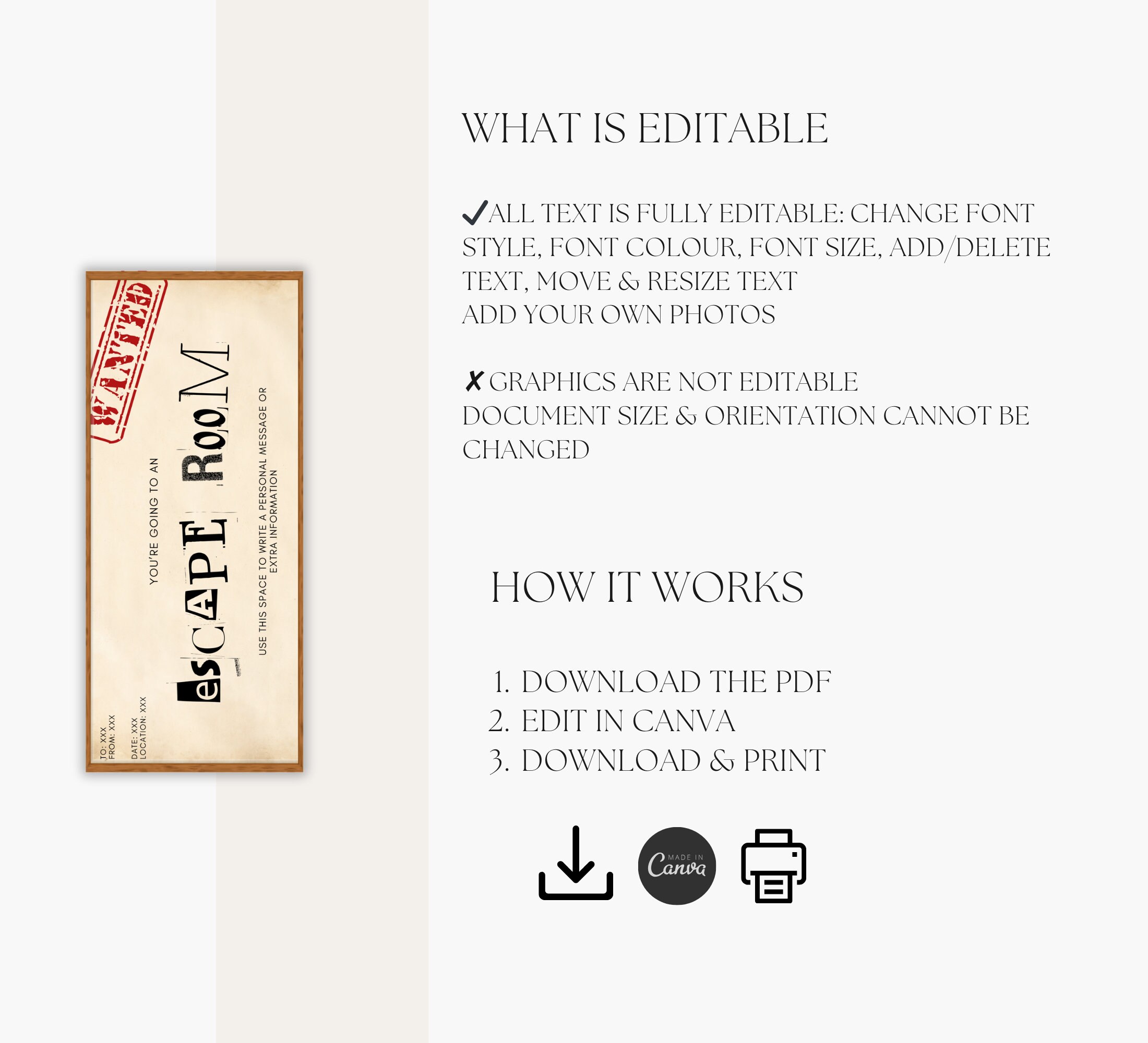 Escape Room Ticket Canva Escape Room Gift Coupon Custom Gift Coupon ...