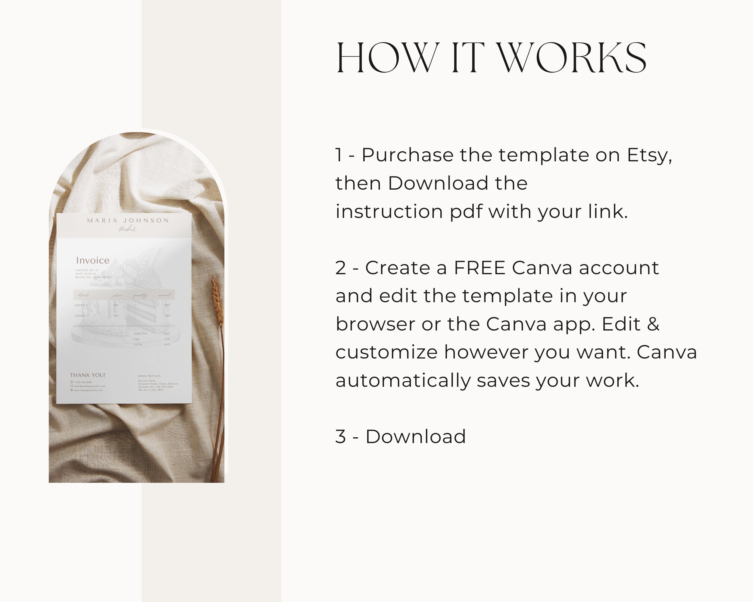 Baker Invoice Template Bakery Editable Template Printable Order Form ...