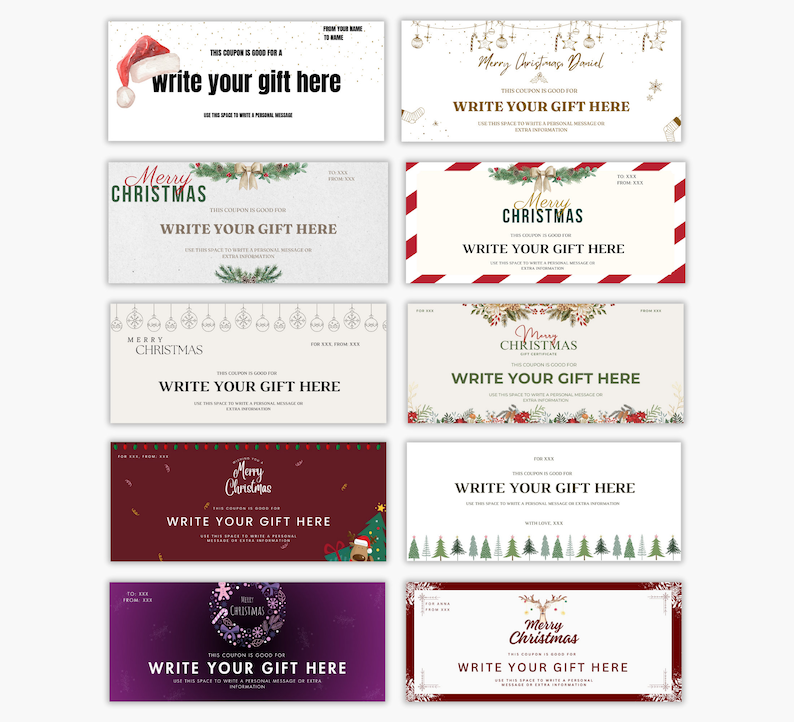 Christmas Gift Coupon Bundle 20 Editable Gift Coupon Templates Canva ...