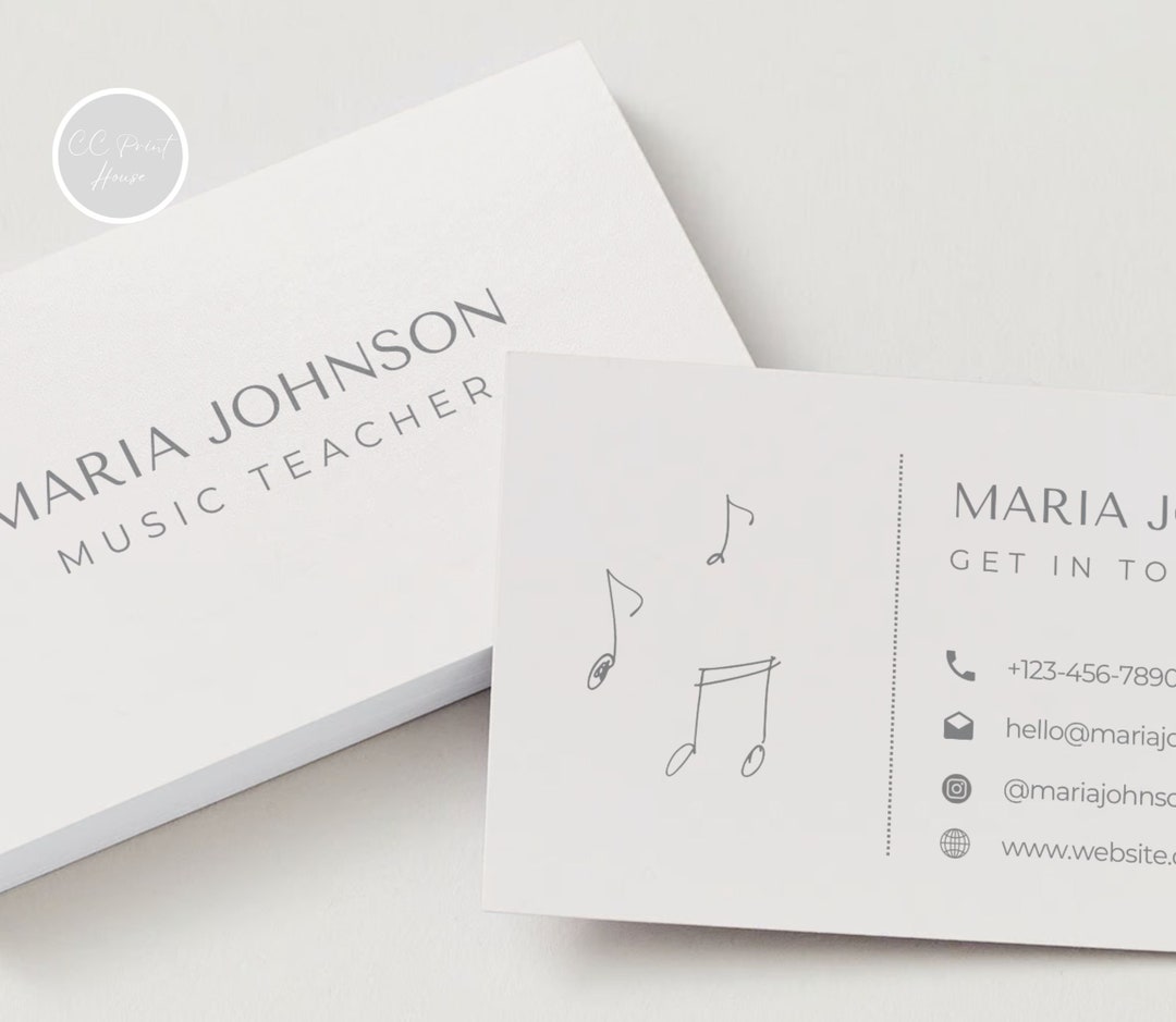 Music Teacher Business Card Template Music School Calling Card Music ...