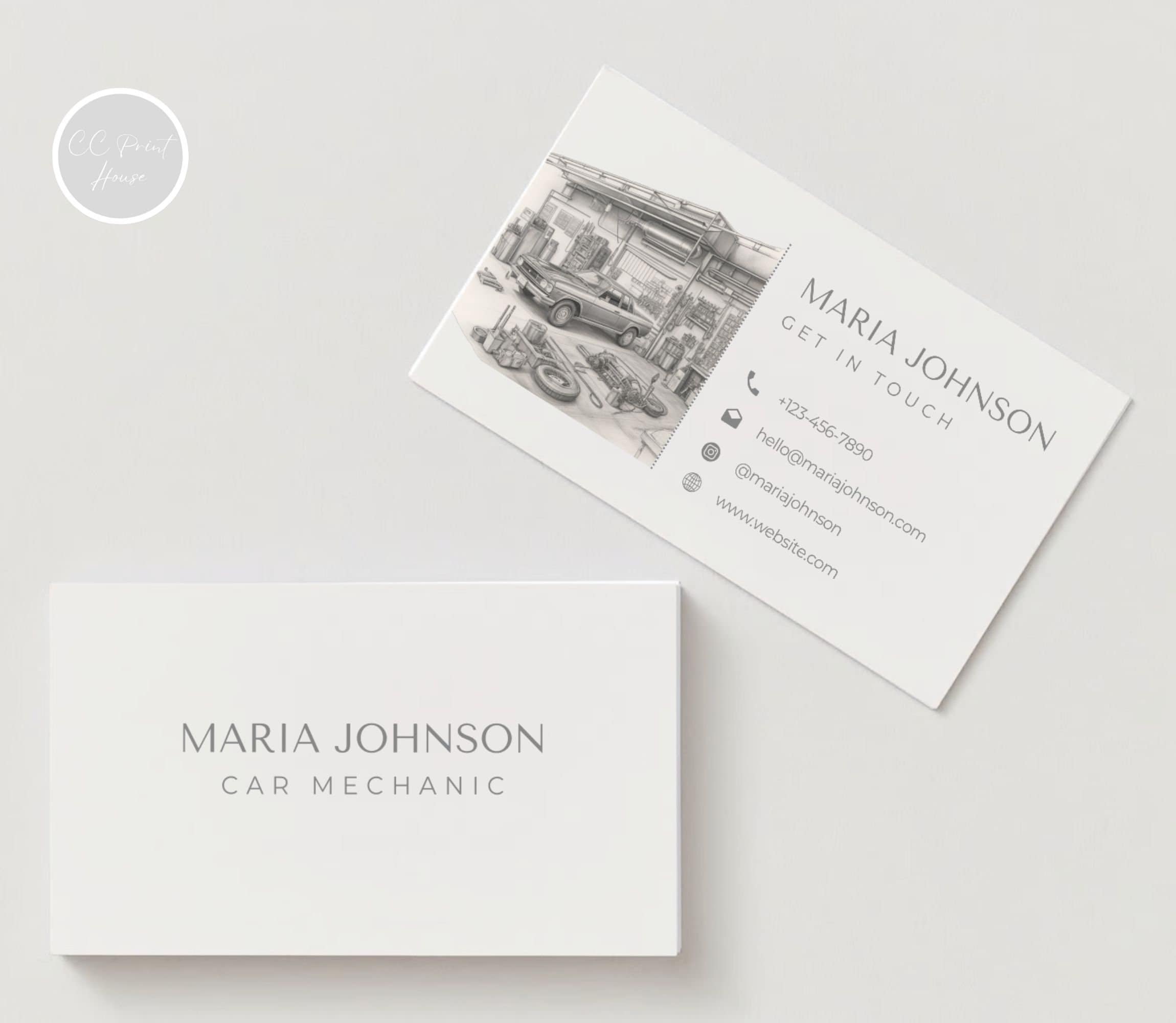 Car Mechanic Business Card Template Car Repair Calling Card Auto Repair ...