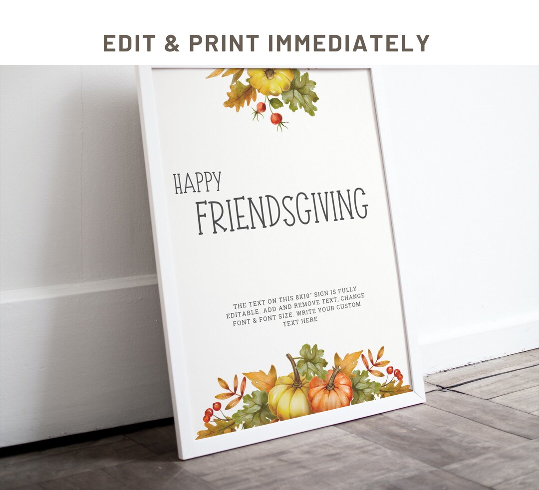 Friendsgiving Welcome Sign Template Fall Art Thanksgiving Sign ...