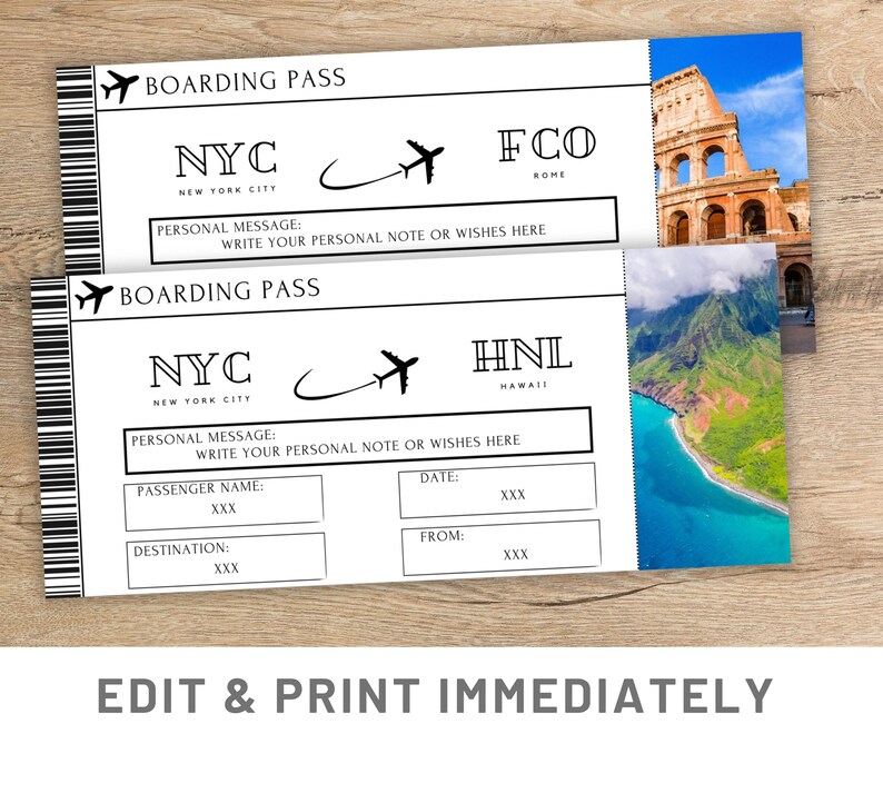 Editable Boarding Pass Template Canva Gift Coupon Airline Ticket ...