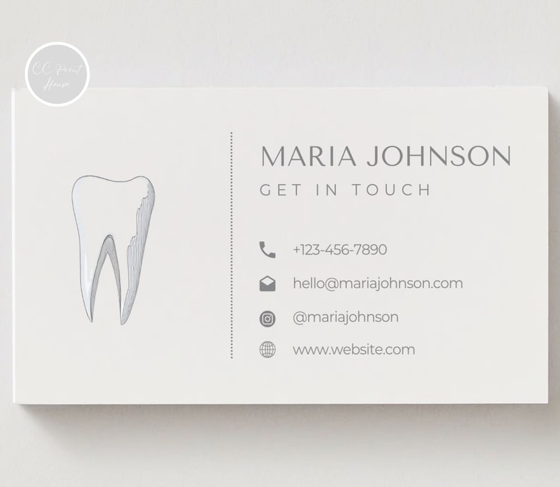 Dentist Business Card Template, Minimalist Editable Design (canva ...