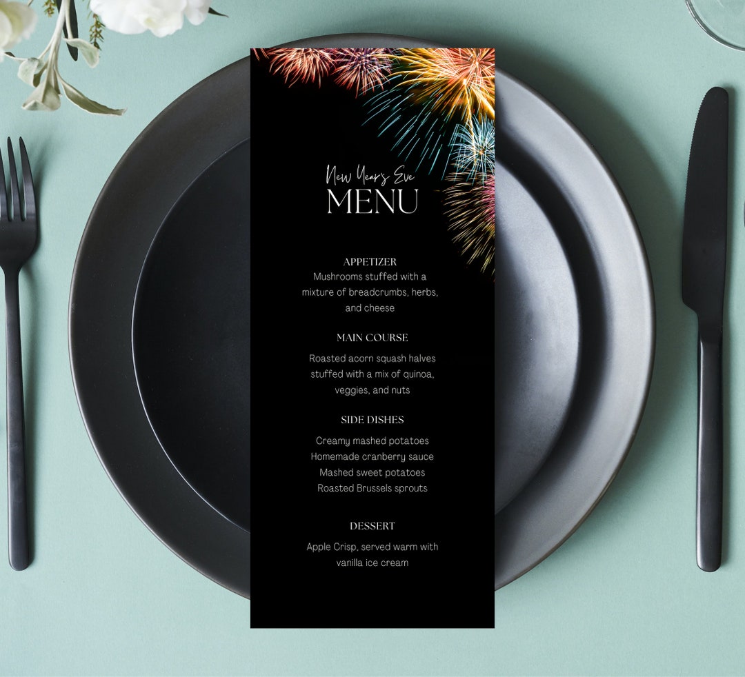 Custom New Year's Menu Template Editable New Year Menu Canva Editable ...
