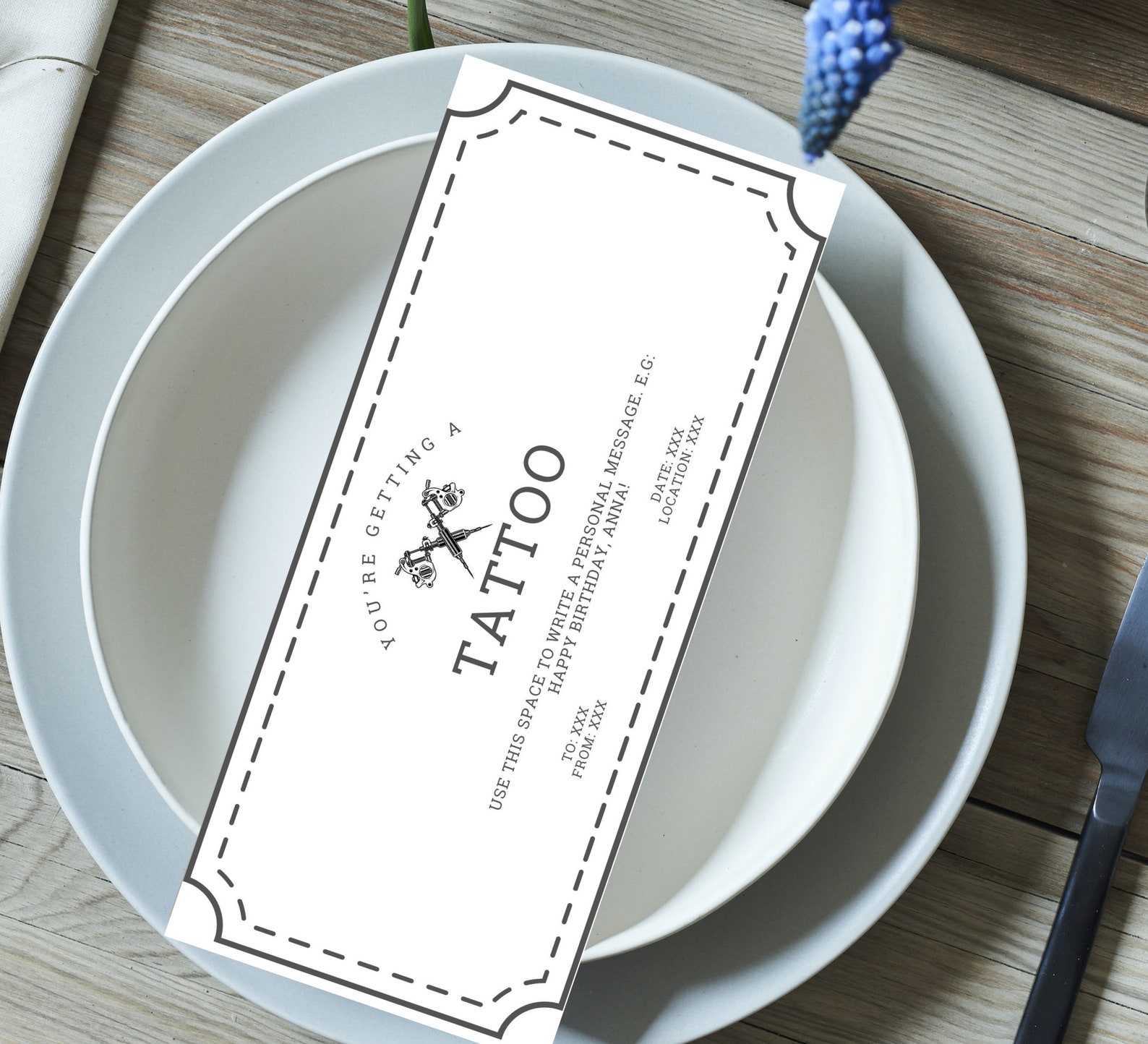 Tattoo Gift Coupon Canva Editable Gift Card Template Tattoo Gift ...