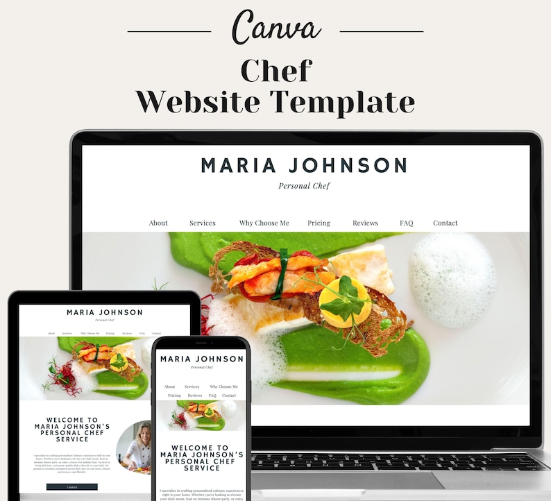 Private Chef Website Template | Gourmet Landing Page (canva, Digital ...