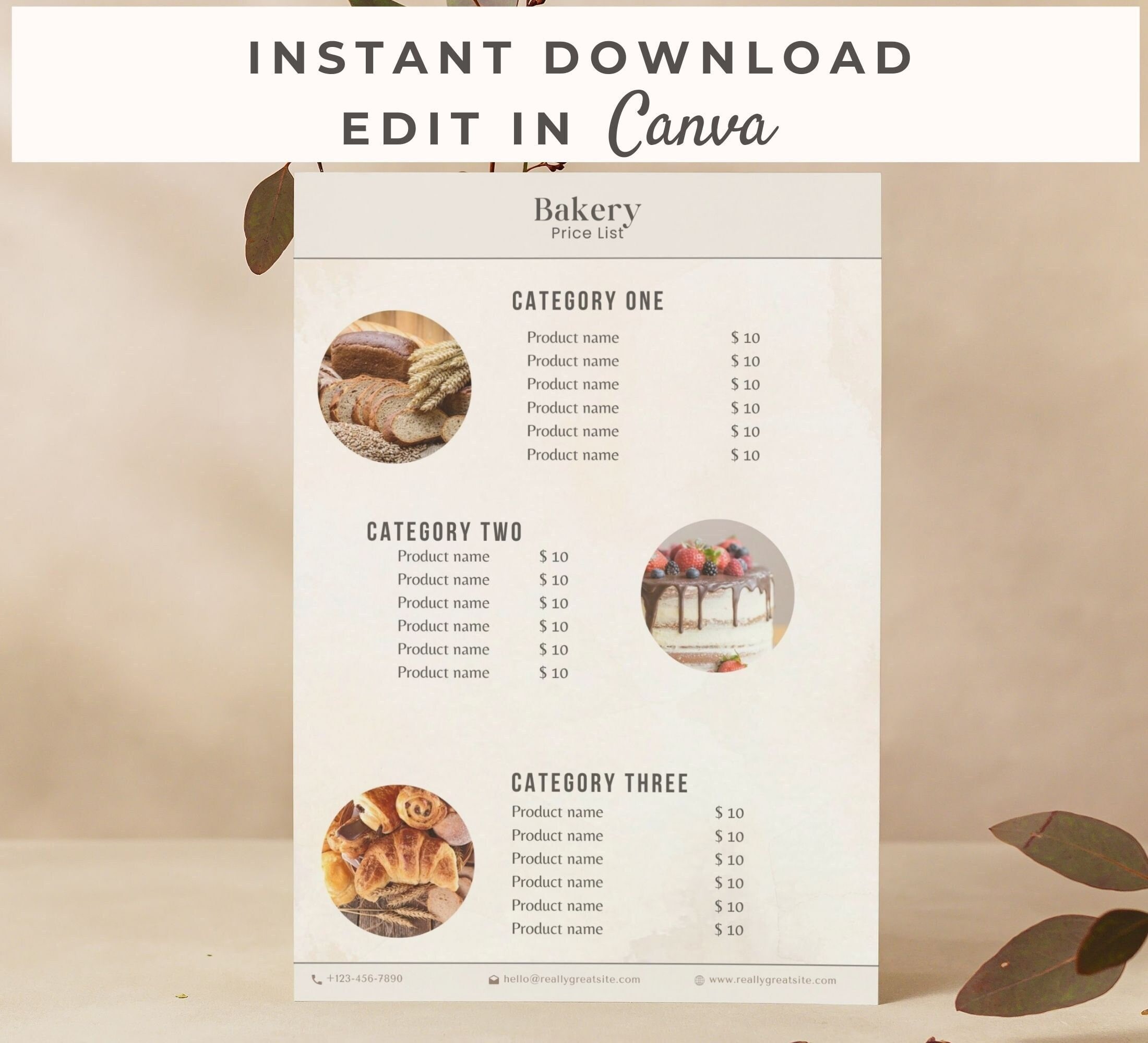 Bakery Pricing List Editable Canva Template Baker Price List Bakery ...