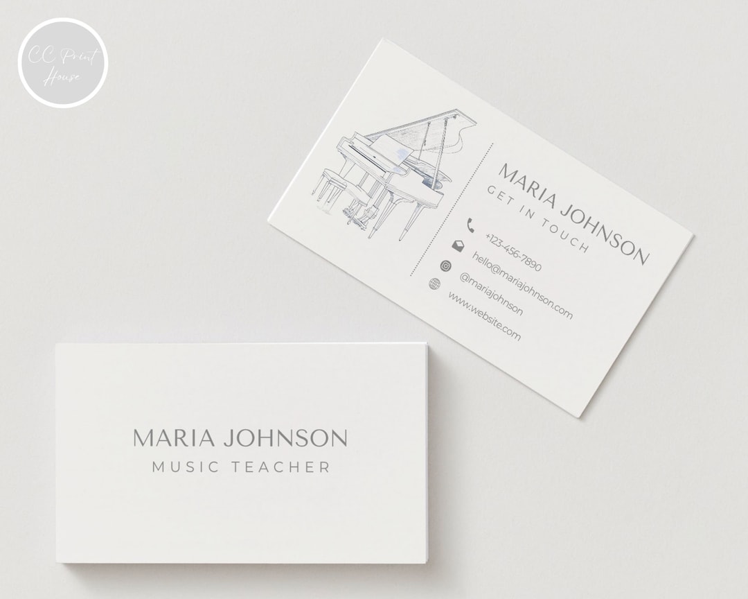Piano Teacher Business Card Template Canva Music Instructor Calling ...