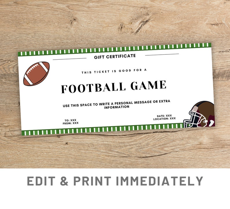 Football Game Coupon Surprise Ticket Canva Template Custom Football ...
