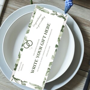 Green Wedding Gift Coupon Editable Gift Coupon Template Canva Wedding ...