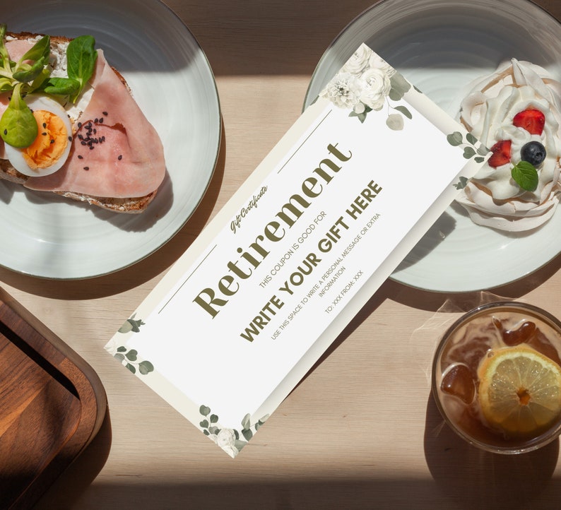 Elegant Retirement Coupon Canva Editable Gift Card Template Canva ...