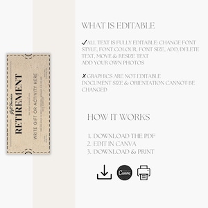Vintage Retirement Coupon Canva Editable Gift Card Template Canva ...