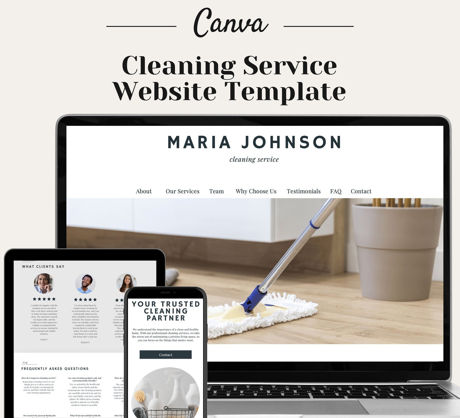 Cleaning Service Canva Website Template Cleaning Business Website ...