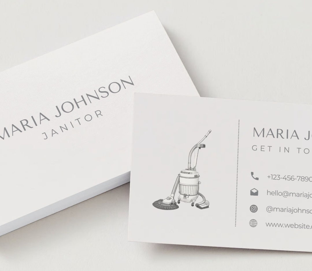 Janitor Business Card Template Janitor Calling Card Cleaning Business ...