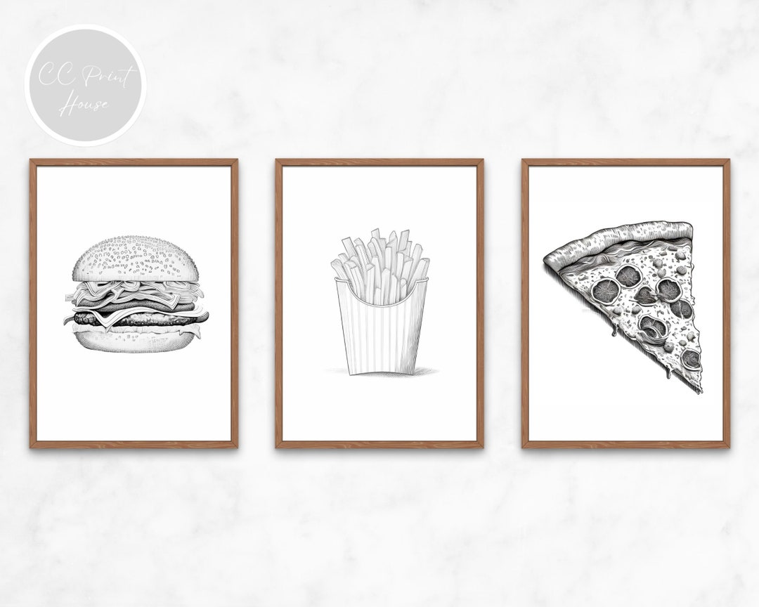 Food Gallery Wall Set Kitchen Art Junk Food Wall Art Pizza Art - Etsy