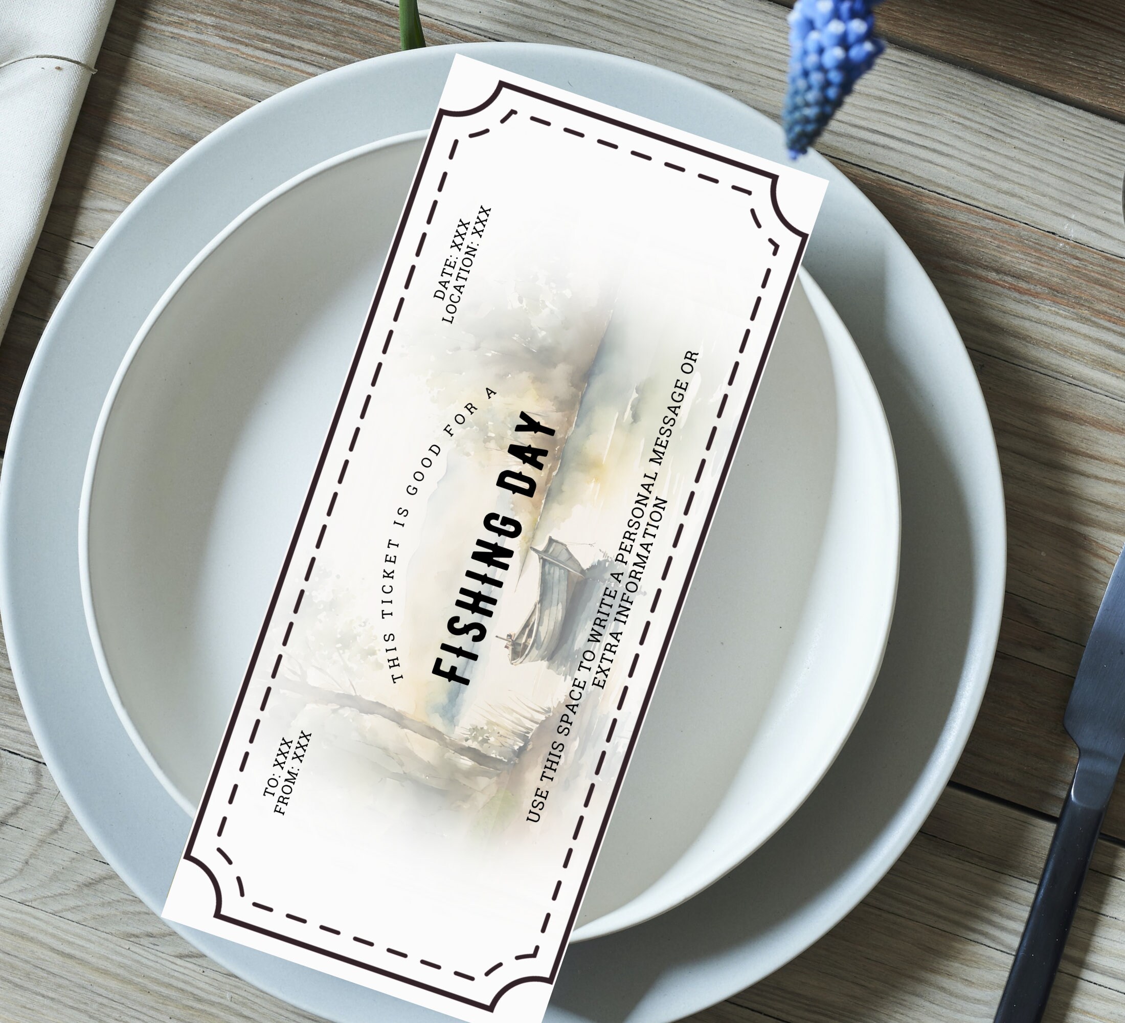 Custom Fishing Day Gift Coupon Fishing Gift Voucher Template Canva ...