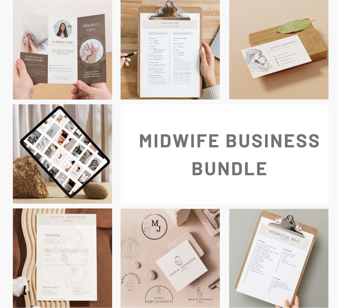 Midwife Branding Kit Birth Doula Business Bundle Midwife Canva Template ...