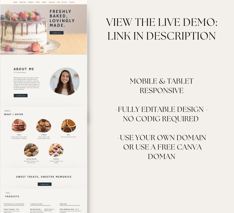Bakery Canva Website Template Baking Business Website Template Landing ...