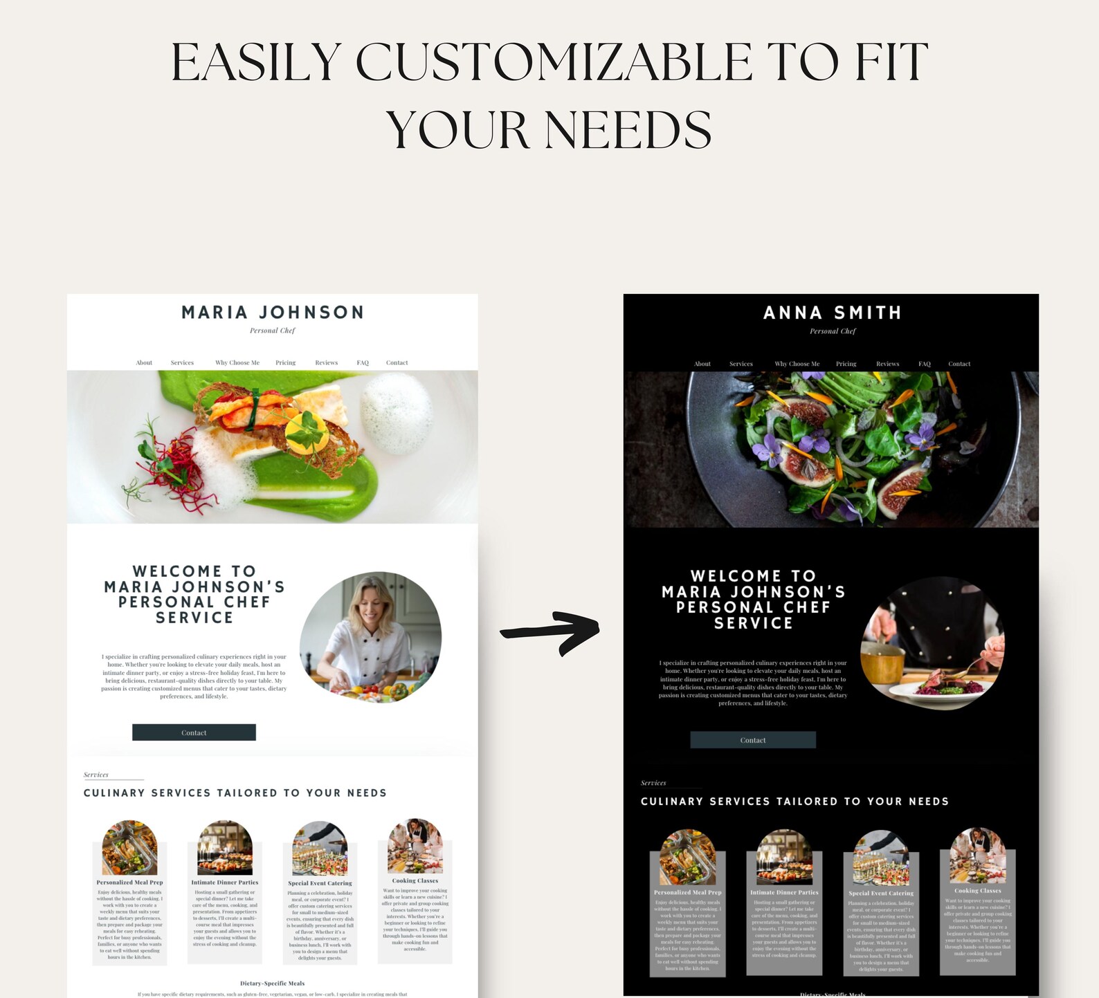 Private Chef Canva Website Chef Website Template Gourmet Landing Page ...