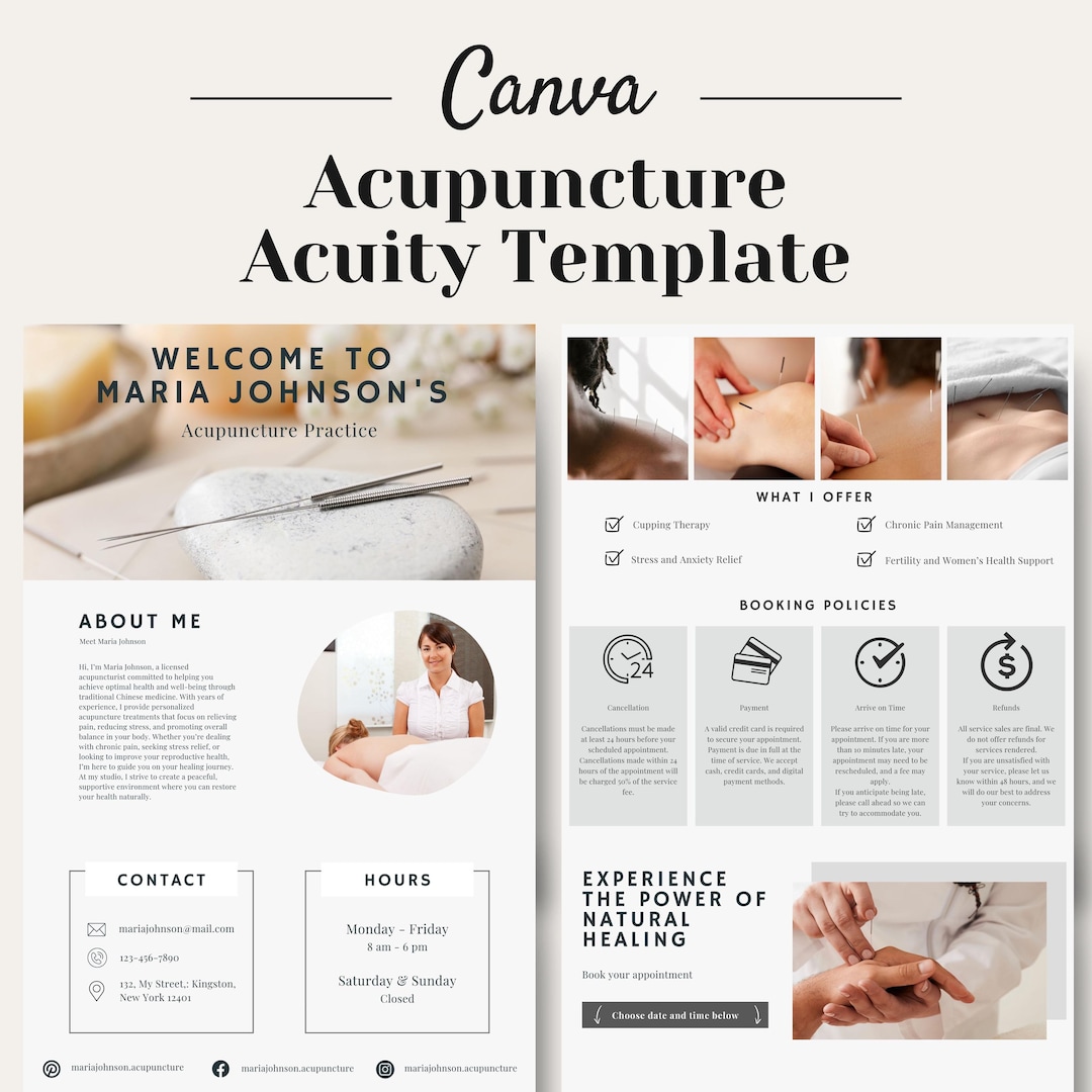 Acupuncture Acuity Scheduling Template Canva Acuity Scheduling Template ...