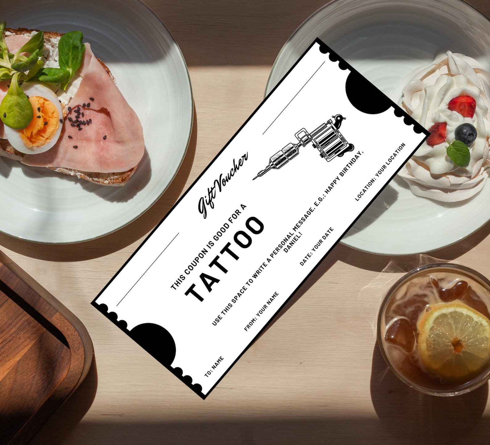 Custom Tattoo Gift Coupon Canva Editable Gift Card Template Tattoo Gift ...