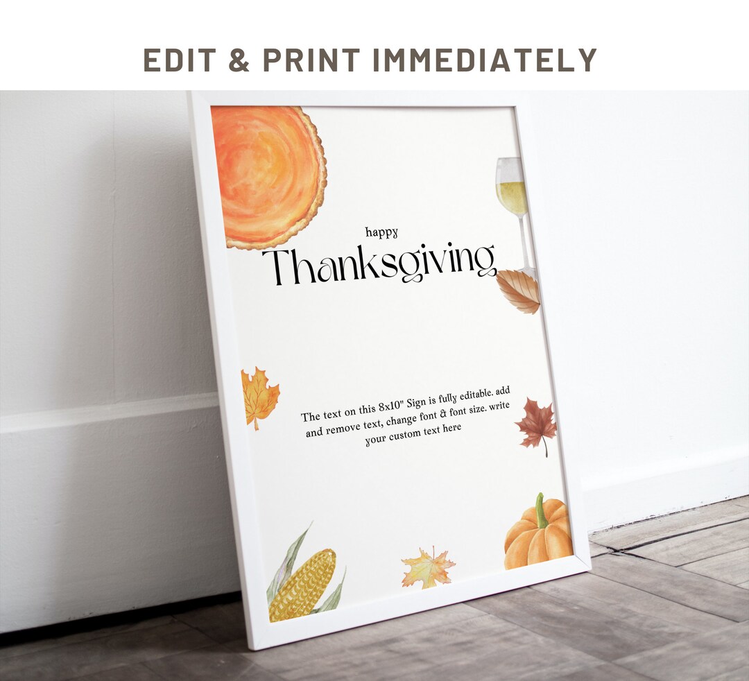 Thanksgiving Welcome Sign Template Fall Art Thanksgiving Sign ...