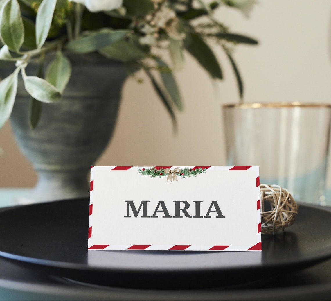 Custom Christmas Name Cards Christmas Place Cards Template Editable ...