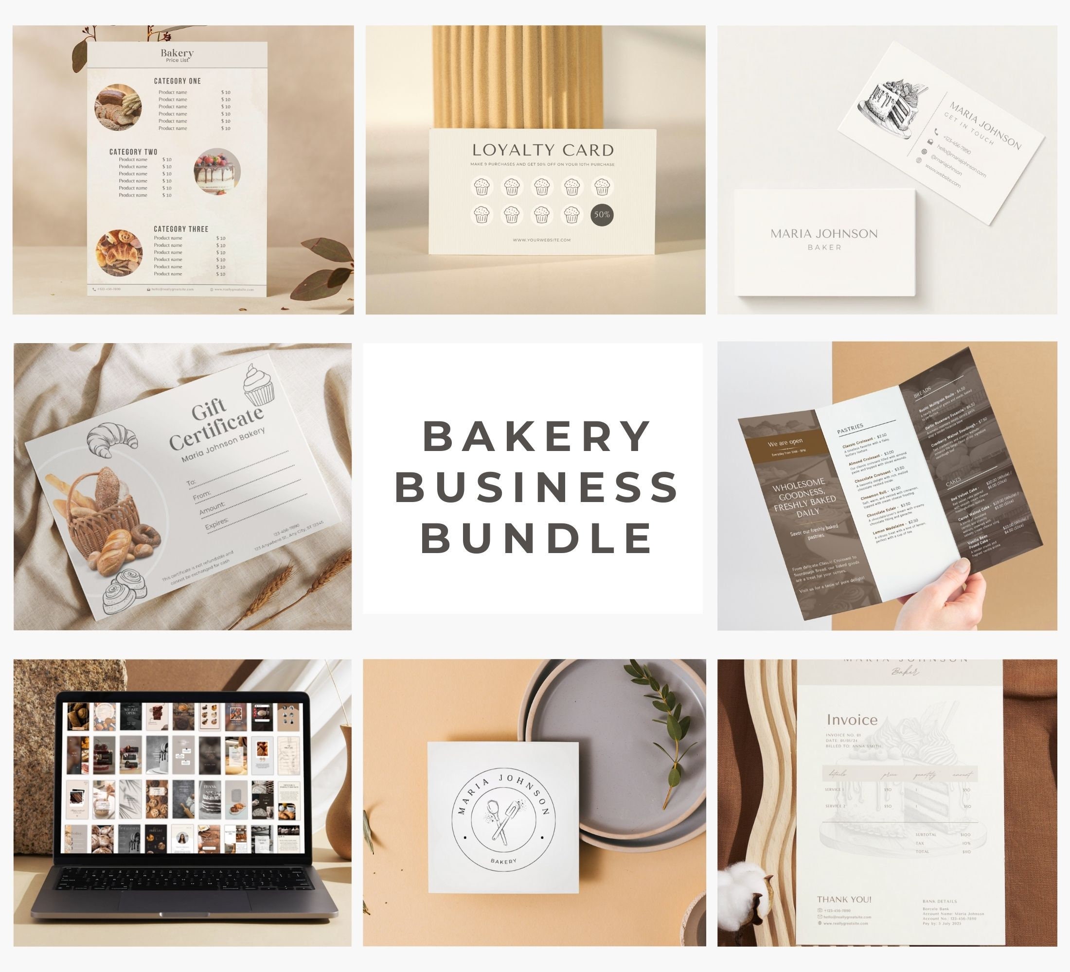 Bakery Branding Kit for Canva Baker Business Bundle Template Bakery ...