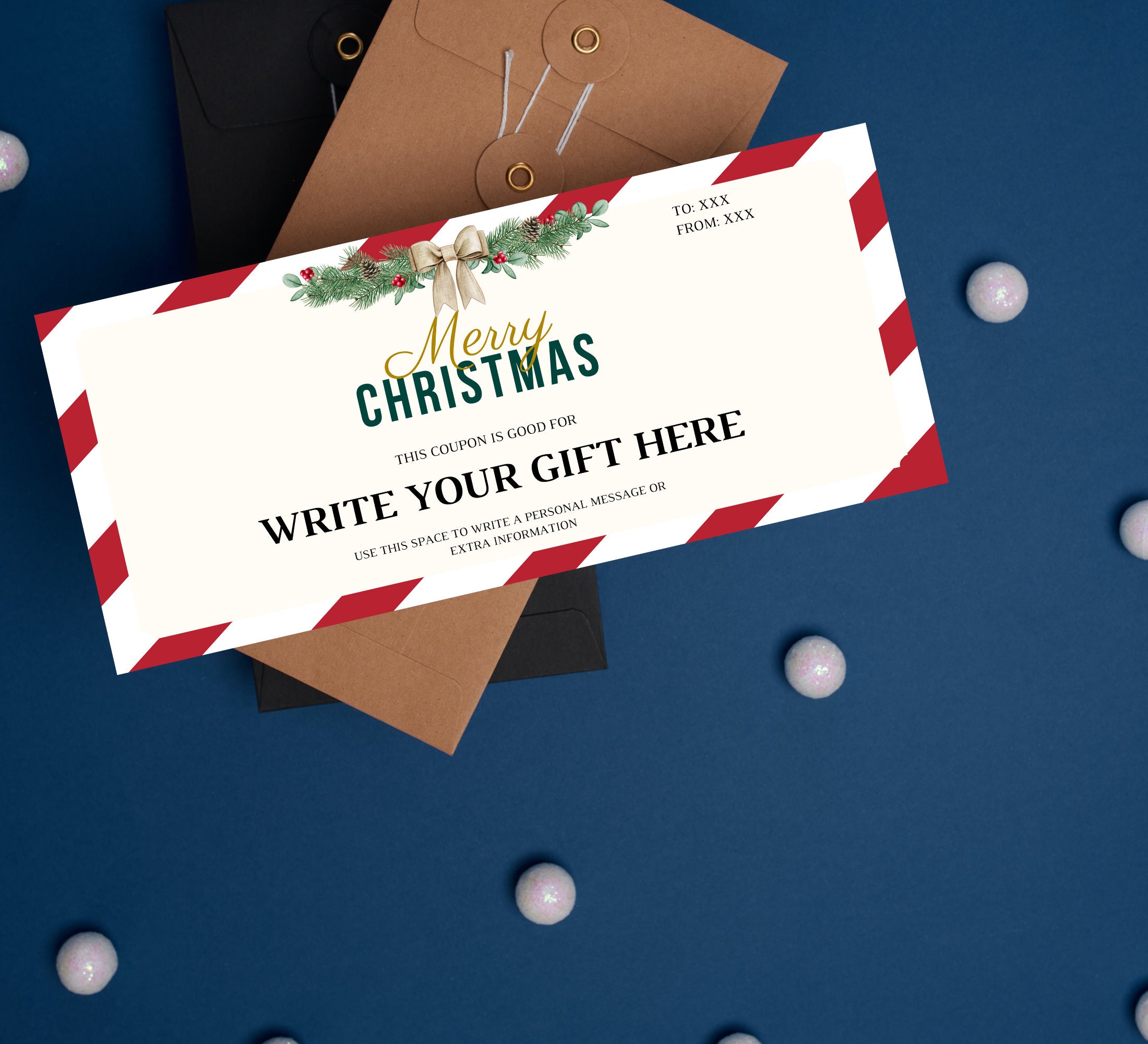 Christmas Coupon Custom Christmas Gift Coupon Template Canva Christmas ...