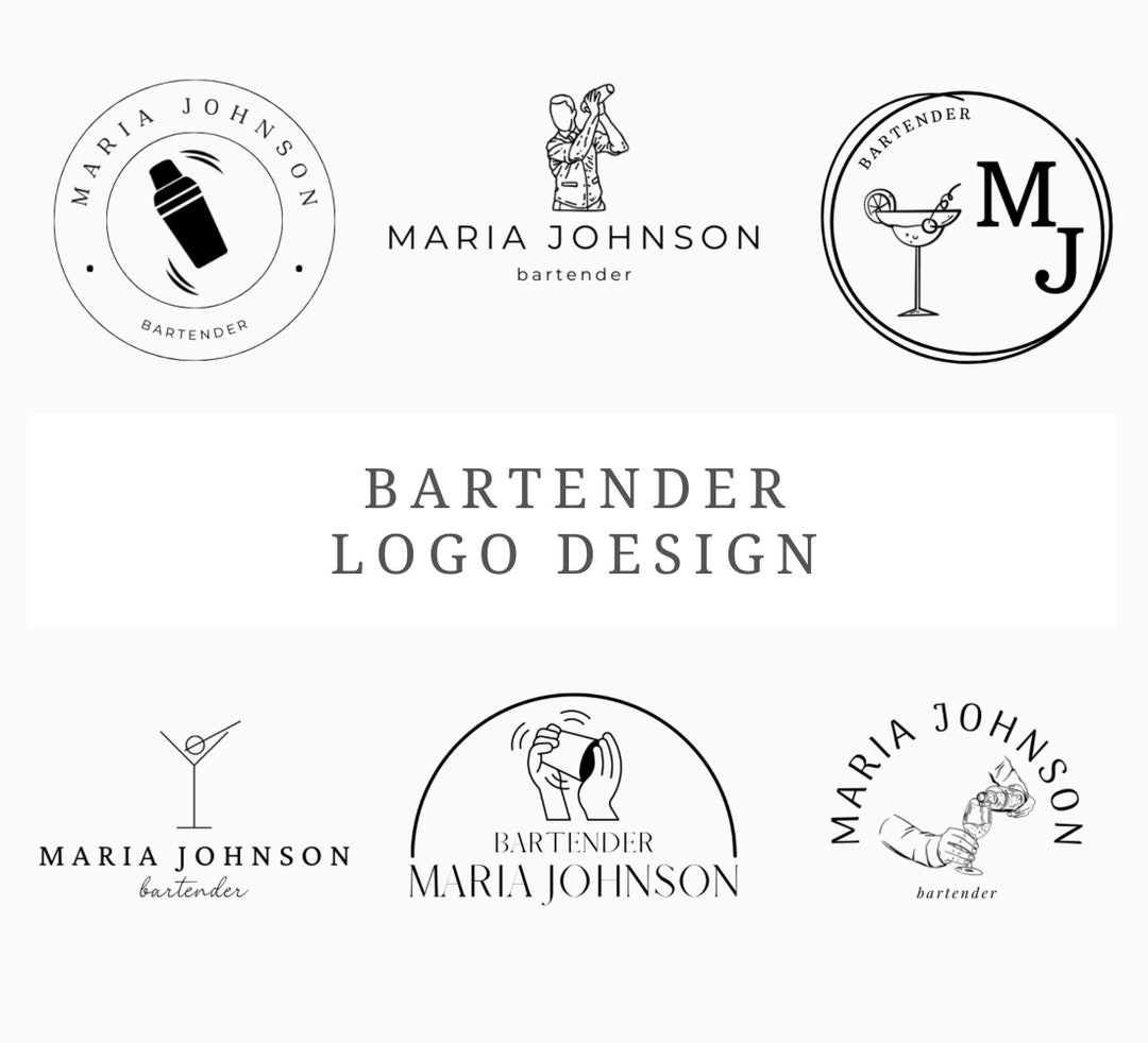Bartender Logo Design Canva 6 Customizable Mixologist Logos Bar Logo Editable Drink Logo ...