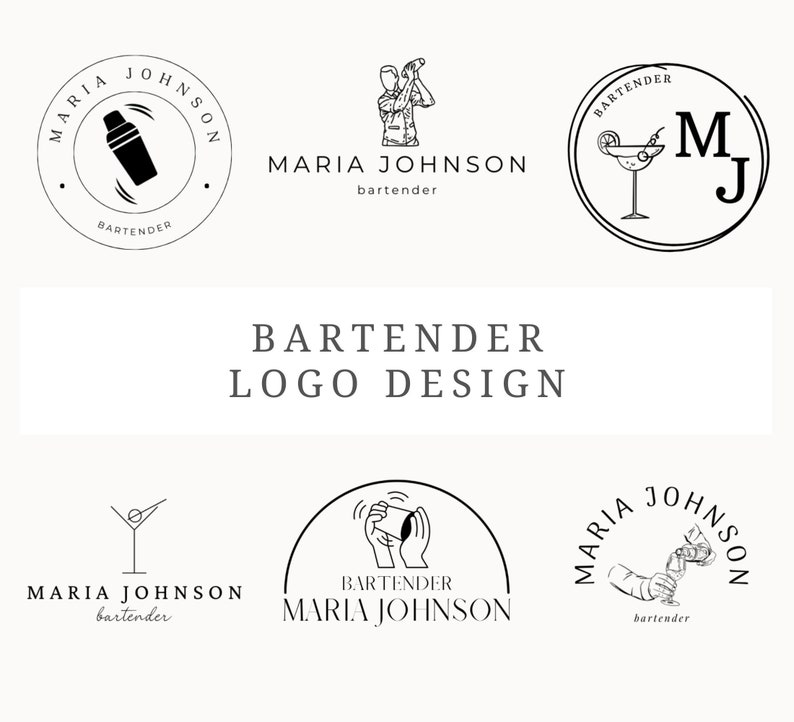 Bartender Logo Design Canva 6 Customizable Mixologist Logos Bar Logo ...