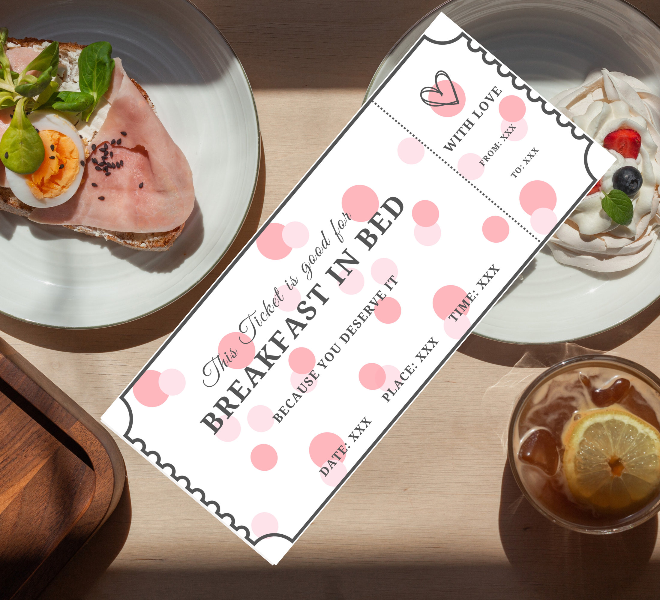 Breakfast in Bed Coupon Editable Gift Coupon Template Canva Voucher ...