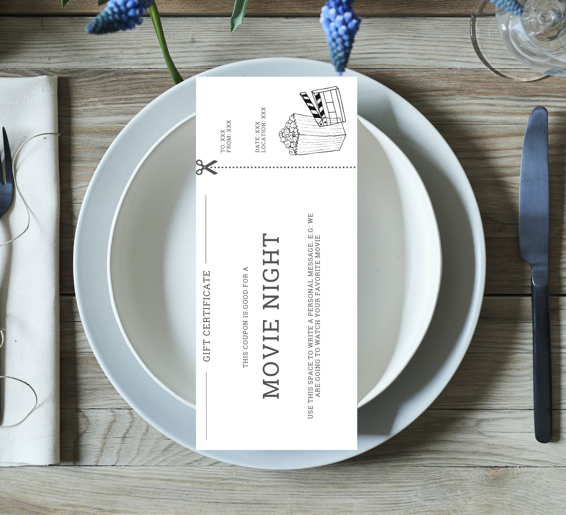 Movie Night Coupon Editable Gift Coupon Template Canva Movie Voucher ...